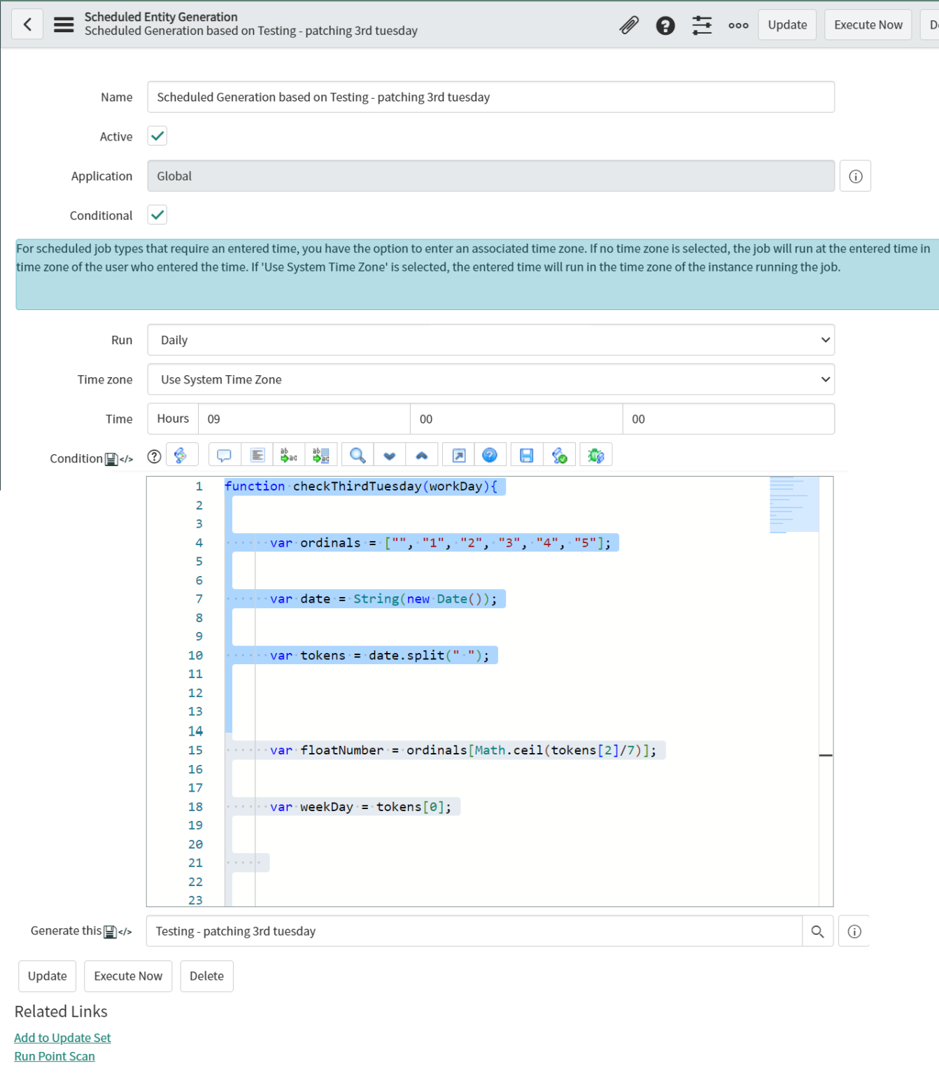 ServiceNow – Use of ‘Scheduled Entity Generation’ for Scripted Job ...